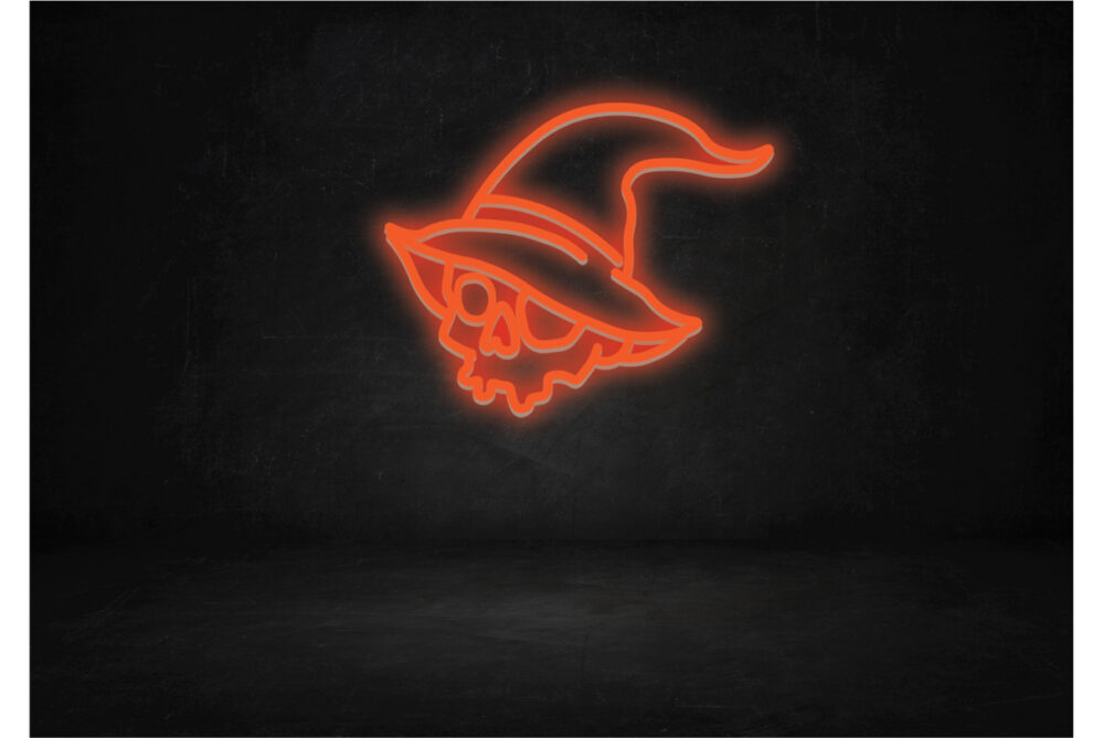 Skull with Witch Hat - LED Neon Sign for your home or workplace.